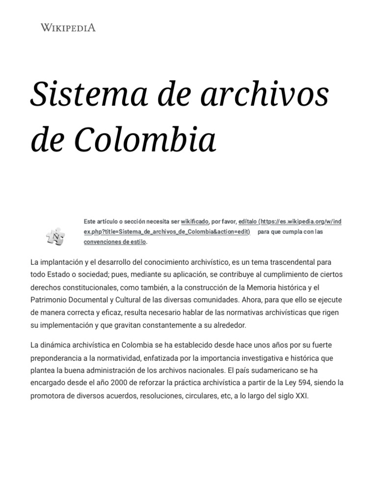 Sistema de Archivos de Colombia - Wikipedia, La Enciclopedia Libre ...