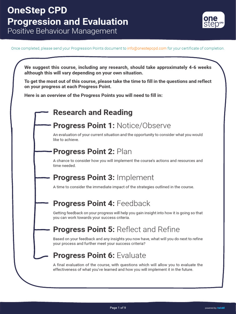 Progression Points | Download Free PDF | Learning | Behavior Modification