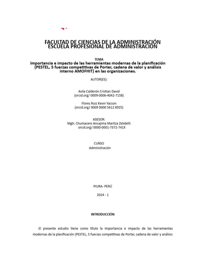 Modelo de Informe Abordaje de Teorías - AVANCE | PDF | Cadena de valor | Business