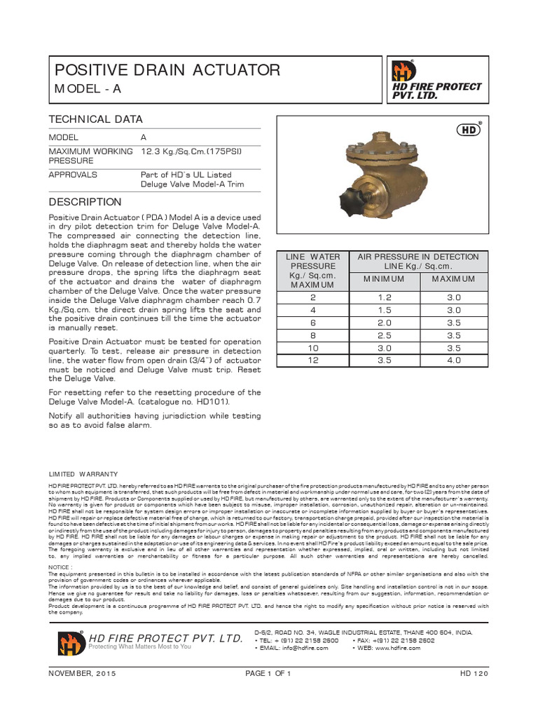 Positive Drain Actuator | PDF | Valve
