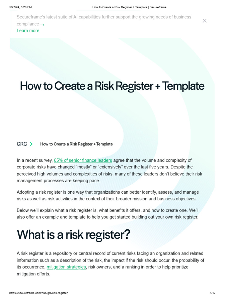 Create a Risk Register + Template | PDF | Risk | Risk Management