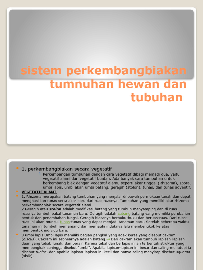 Sistem Perkembangbiakan Tumbuhan Hewan Dan Tubuhan Rinyyy | PDF