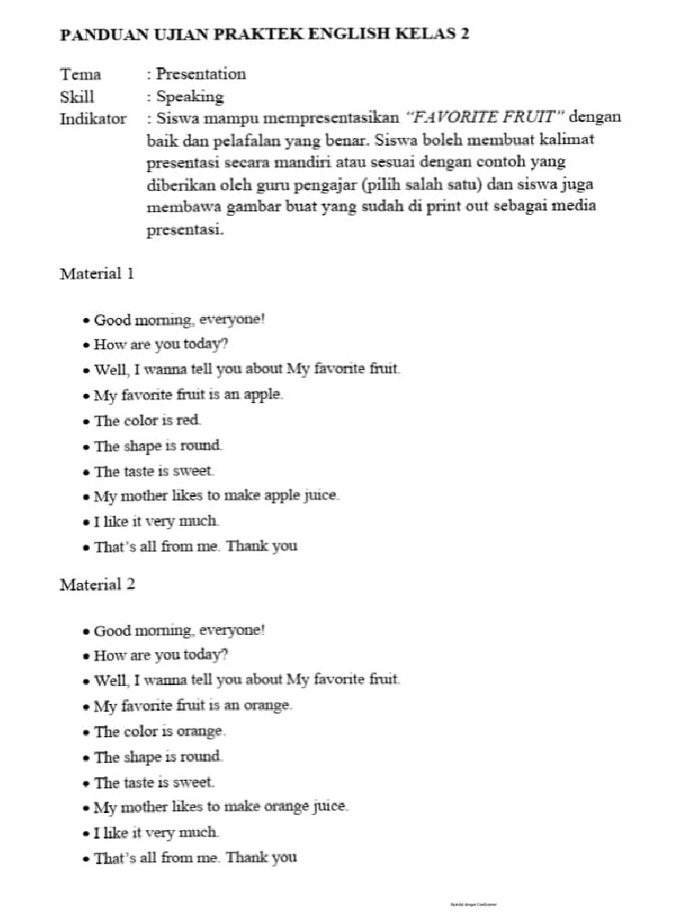 Panduan Praktek Bahasa Inggris Kelas 2 | PDF