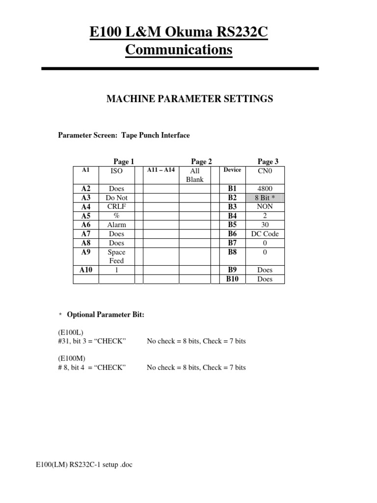 E100 RS232C | PDF | Cursor (User Interface) | Menu (Computing)