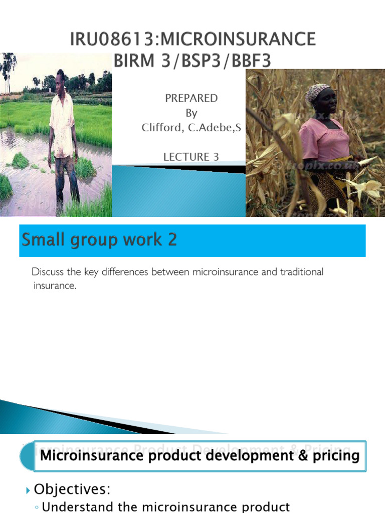 Micro Insurance Lecture 3 Adebe | PDF | Insurance | Risk