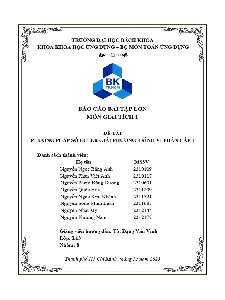 BTL Giải Tích 1 | PDF