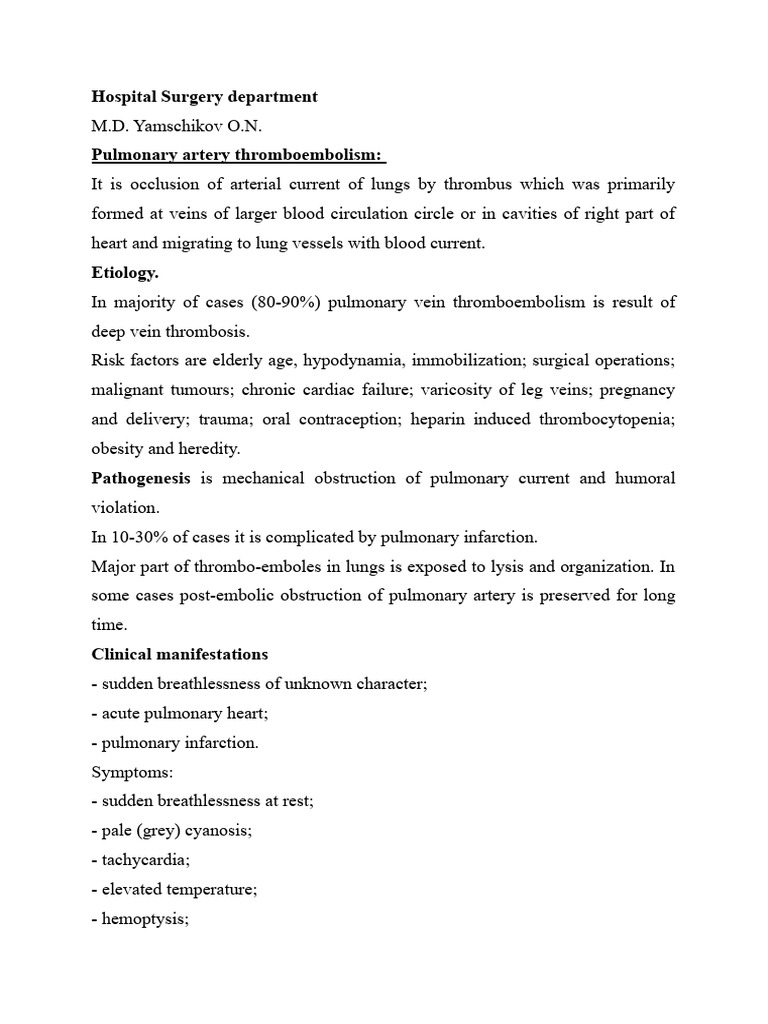 Thrombo Embolism Pdf Thrombosis Vein
