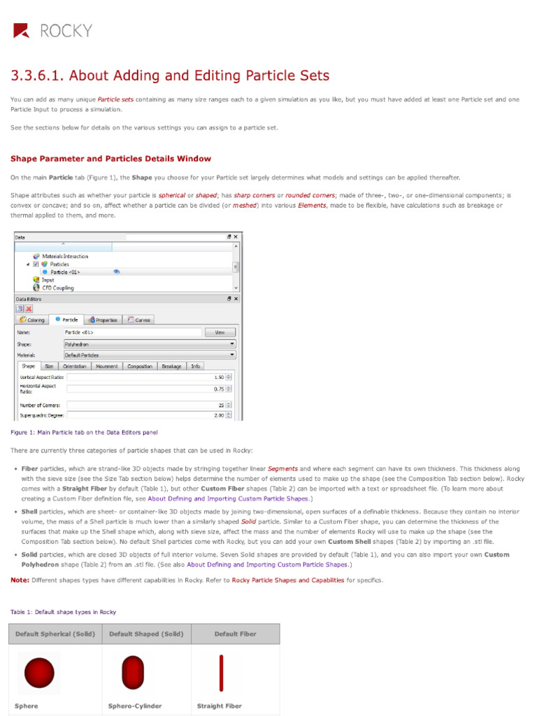 Adding and Editing Particle Sets | PDF | Shape | Rotation