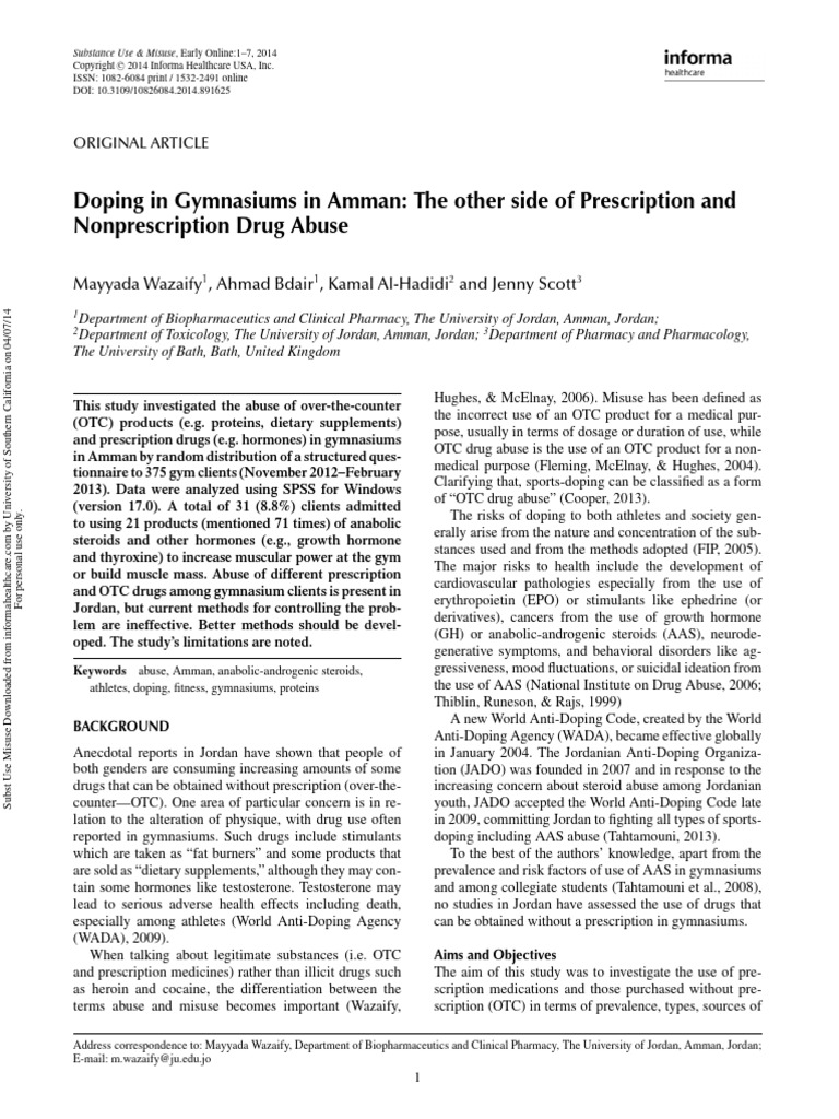 Doping in Gymnasiums in Amman | PDF | Doping In Sport | Over The ...