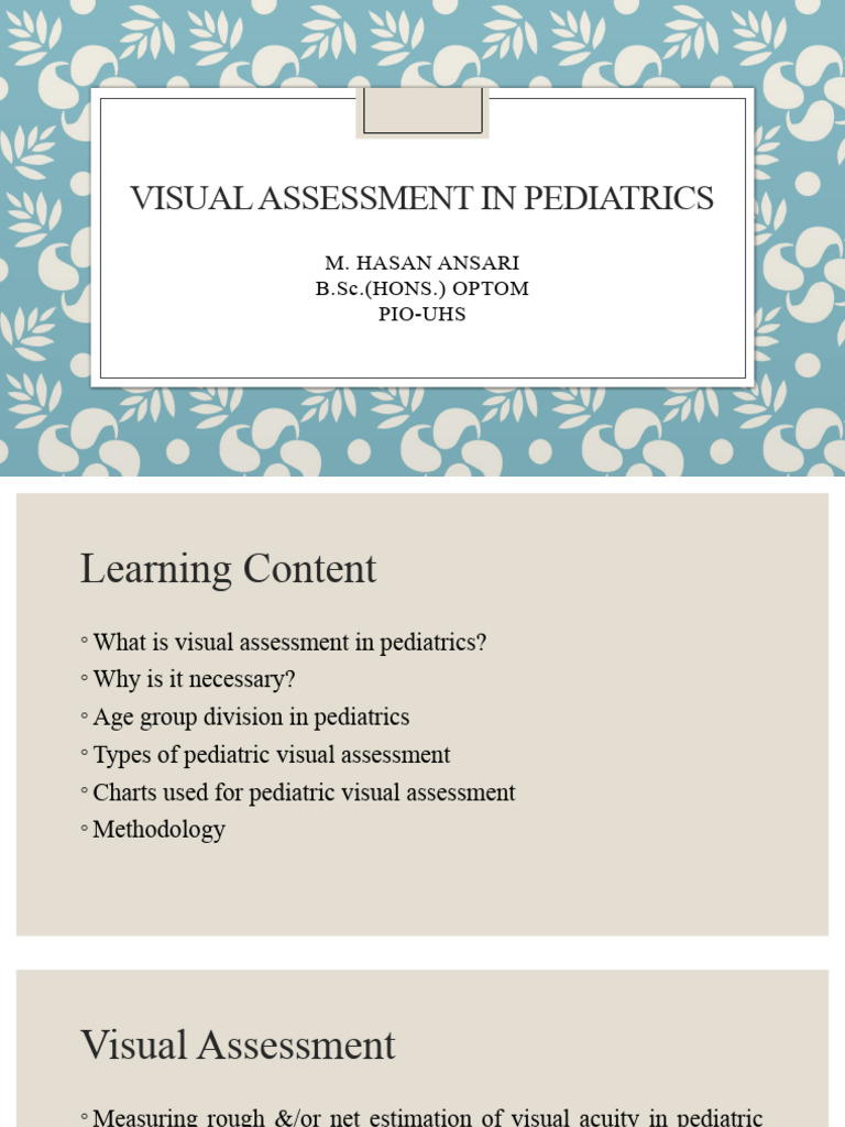 VISUAL ASSESSMENT IN PEDIATRICS | Download Free PDF | Visual Acuity ...