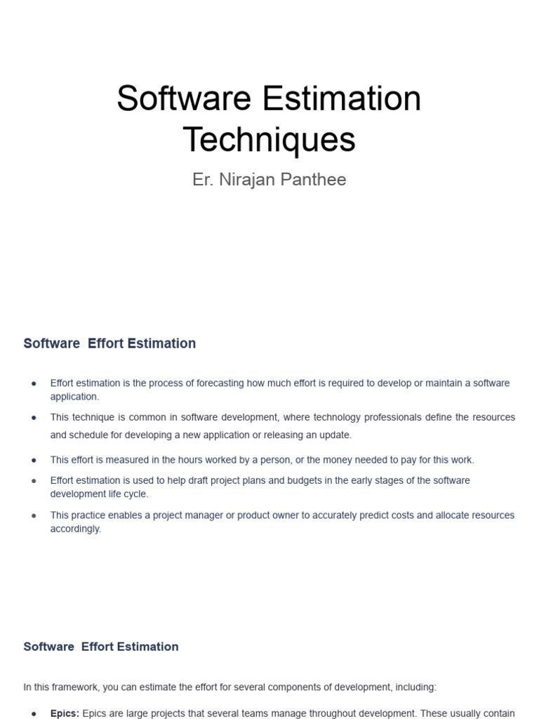 Software Estimation Techniques | PDF | Expert