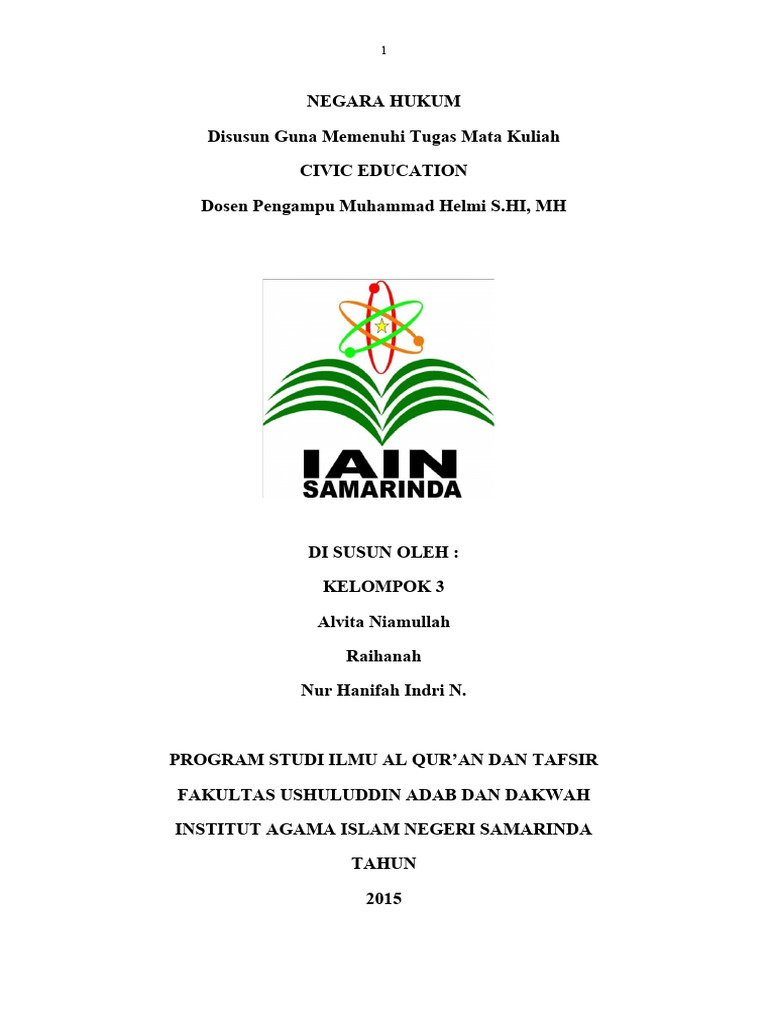 Kelompok 3 PENGERTIAN NEGARA HUKUM | PDF | Politik | Ilmu Sosial