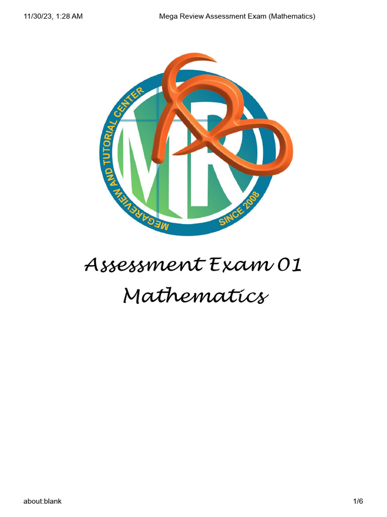 Mega Review Assessment Exam (Mathematics) | PDF | Velocity | Angle