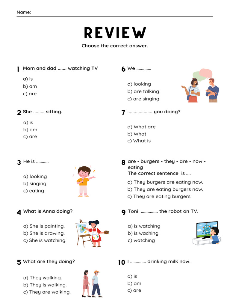 Present Continuous Tense Worksheet | PDF | Language Arts & Discipline