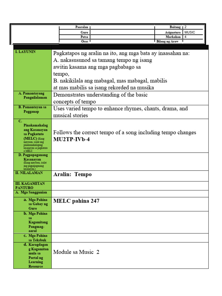 Music 2 Q4 M1 Cot | PDF