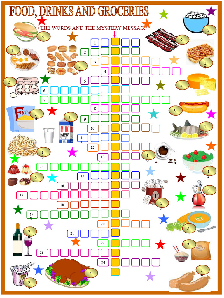 Food Drinks and Groceries Crosswords Crosswords 77306 | PDF
