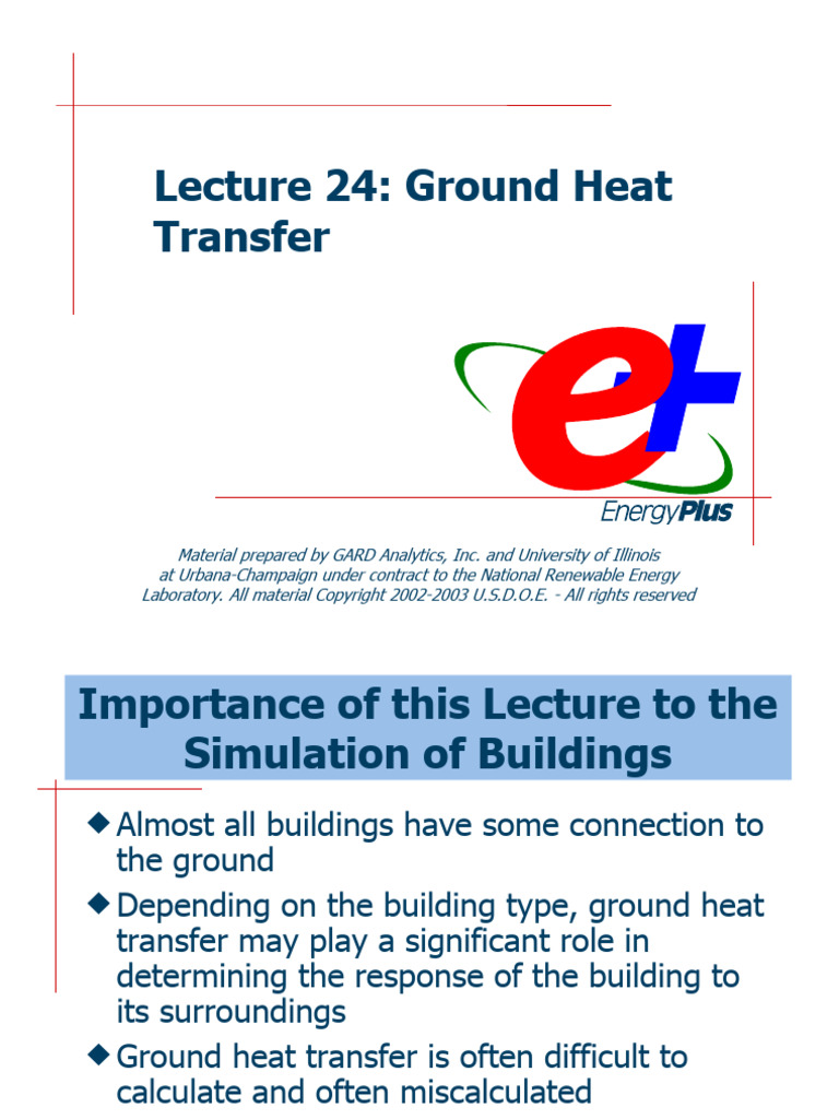 Lecture 24 Ground Heat Transfer | PDF | Heat | Heat Transfer