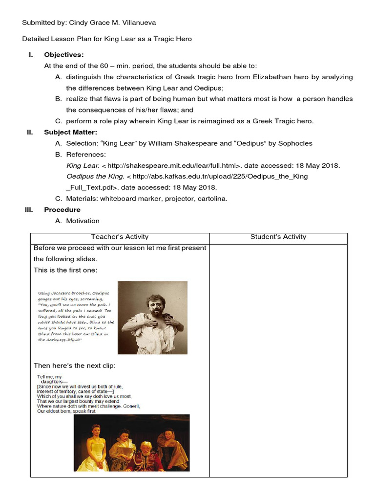 Shakespeare Lesson Plan 1 | PDF | Tragedy | Hero
