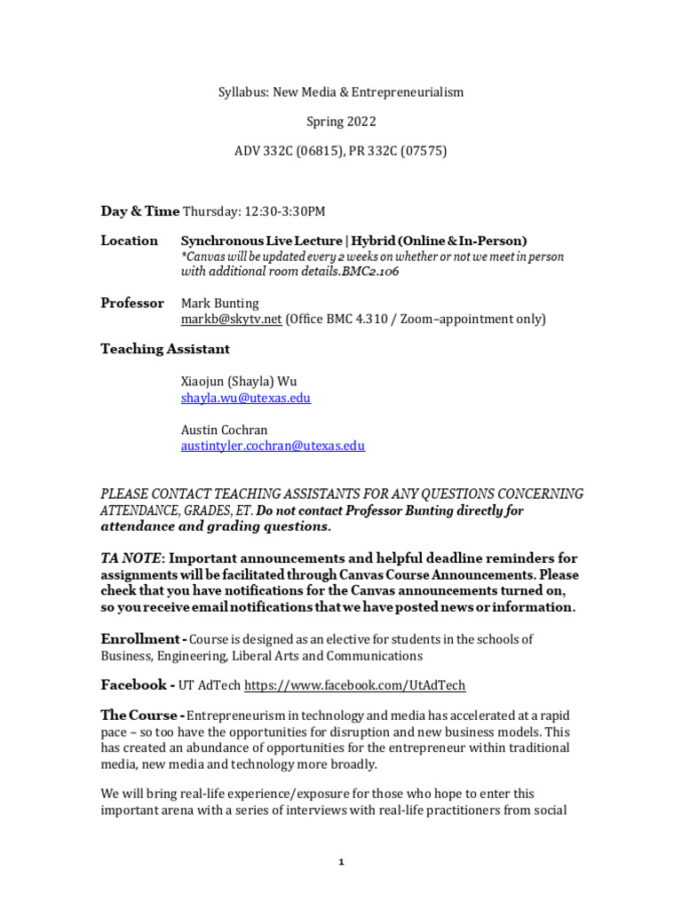 332c Syll Spring 2022 Bunting | PDF