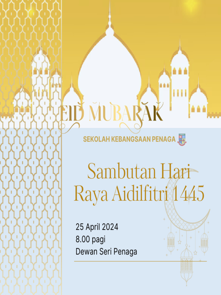 Jemputan Maya Acara Hari Raya Aidilfitri Kerajang Emas Biru Muda | PDF