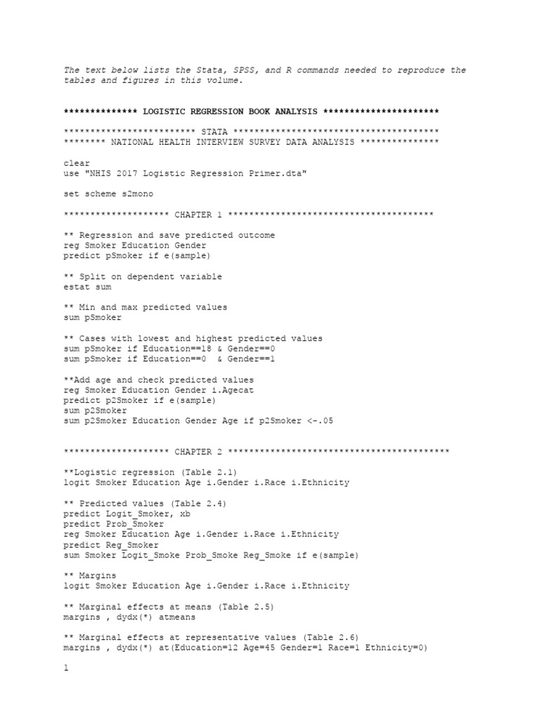 Run Commands Pdf Regression Analysis Logistic Regression