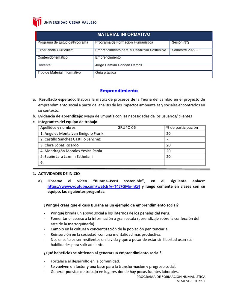 Guía Práctica #02 | PDF | Empatía | Iniciativa empresarial