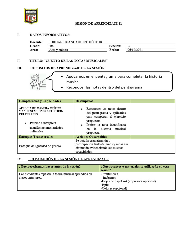 Sesión de Aprendizaje 11 | PDF | Aprendizaje | Maestros