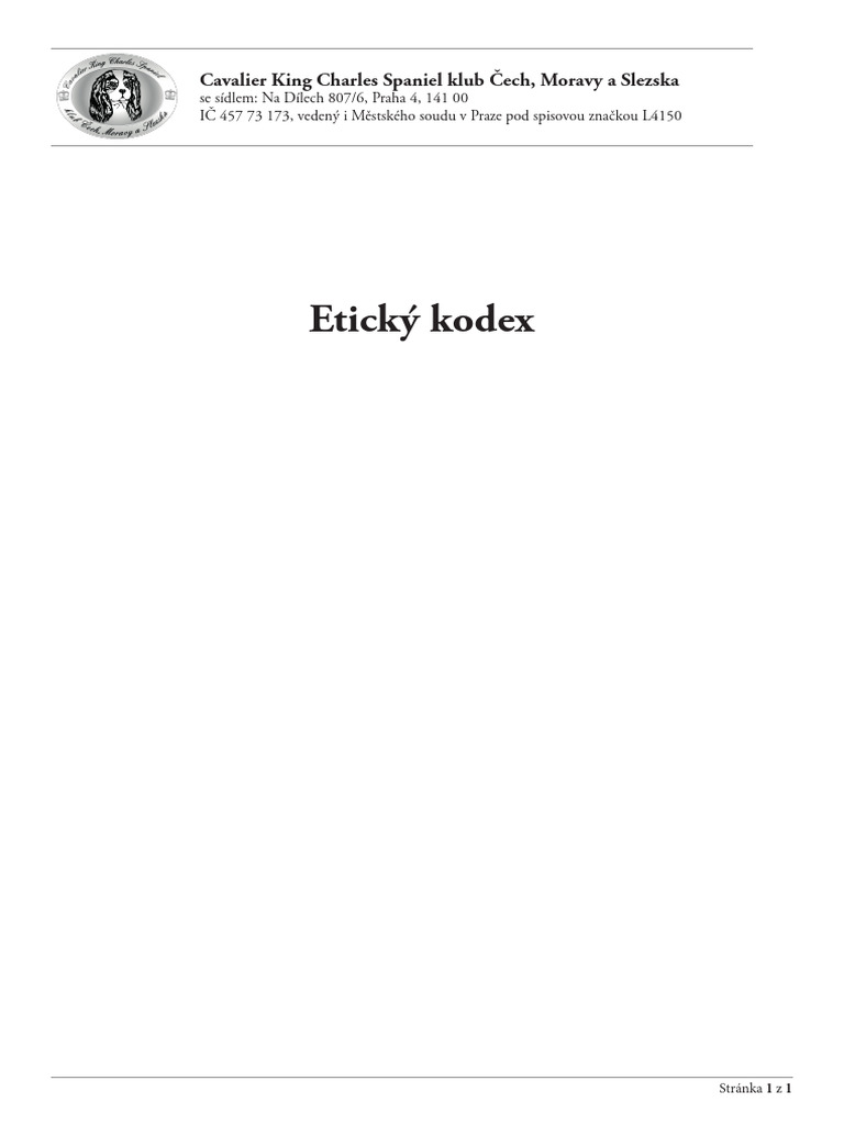 Etický Kodex: Cavalier King Charles Spaniel Klub Čech, Moravy A Slezska | PDF