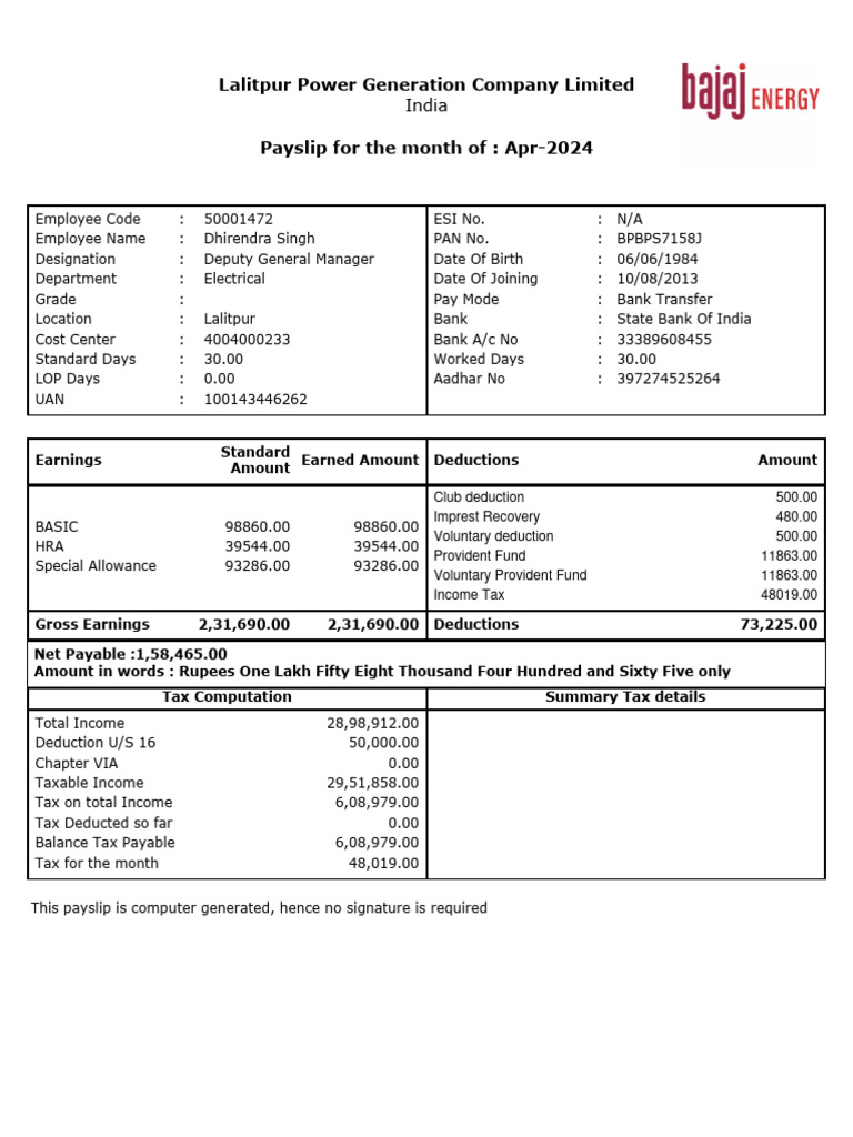 Lalitpur Power Generation Company Limited: India | PDF | Tax Deduction | Taxes