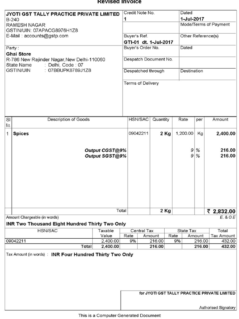 Tax Invoice Format | PDF