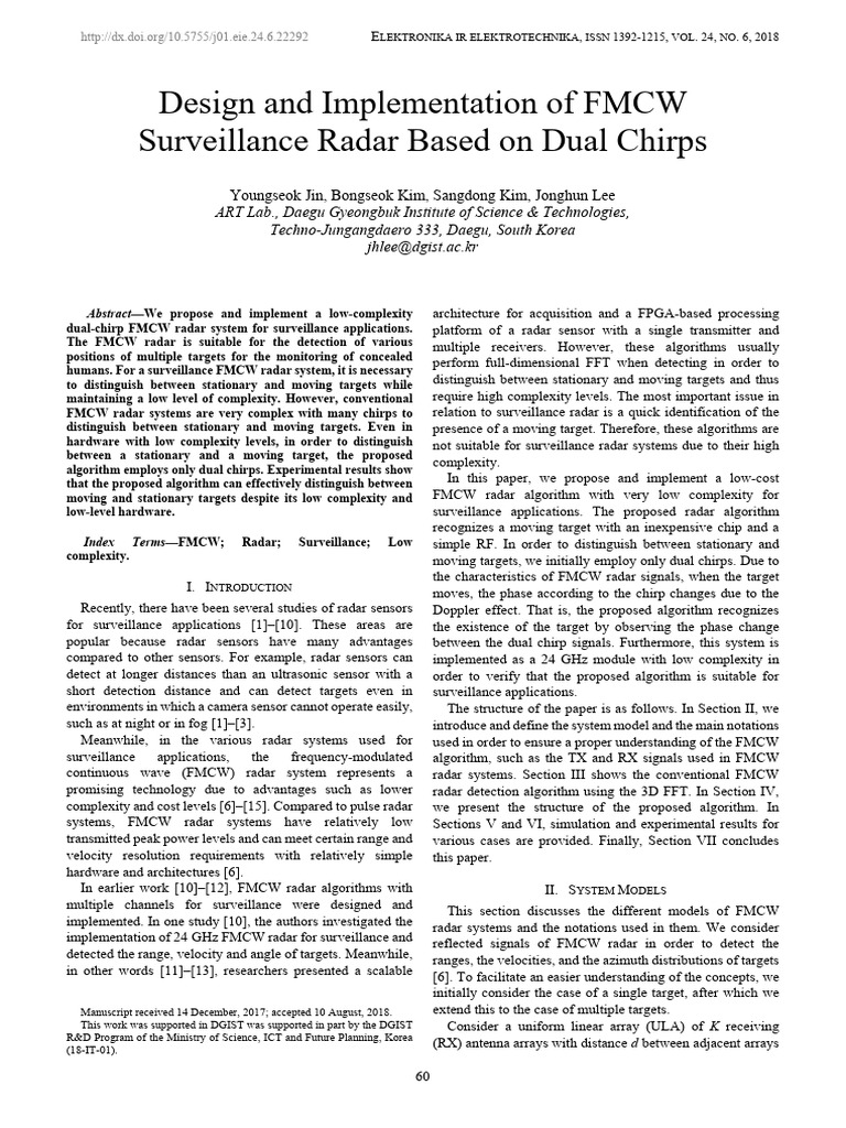 Design and Implementation of FMCW Surveillance Rad | PDF | Radar | Fast ...
