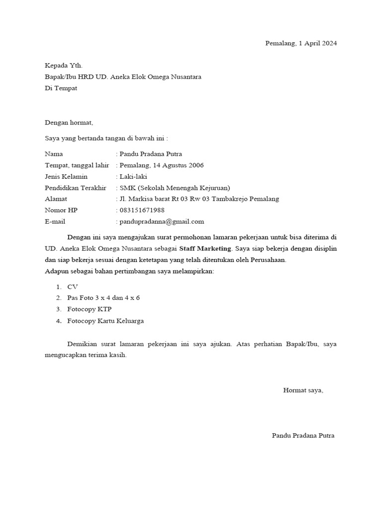 Format-Surat-Lamaran[1] | PDF