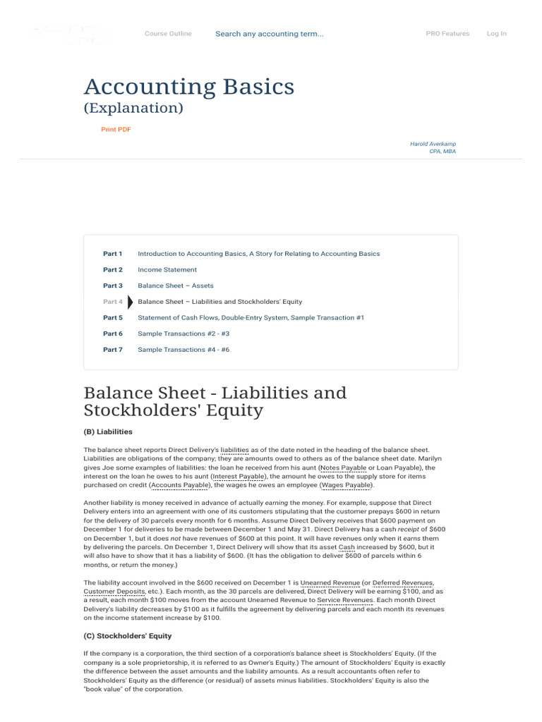 Accounting Basics - Liabilities and Stockholders' Equity - Accou | PDF ...