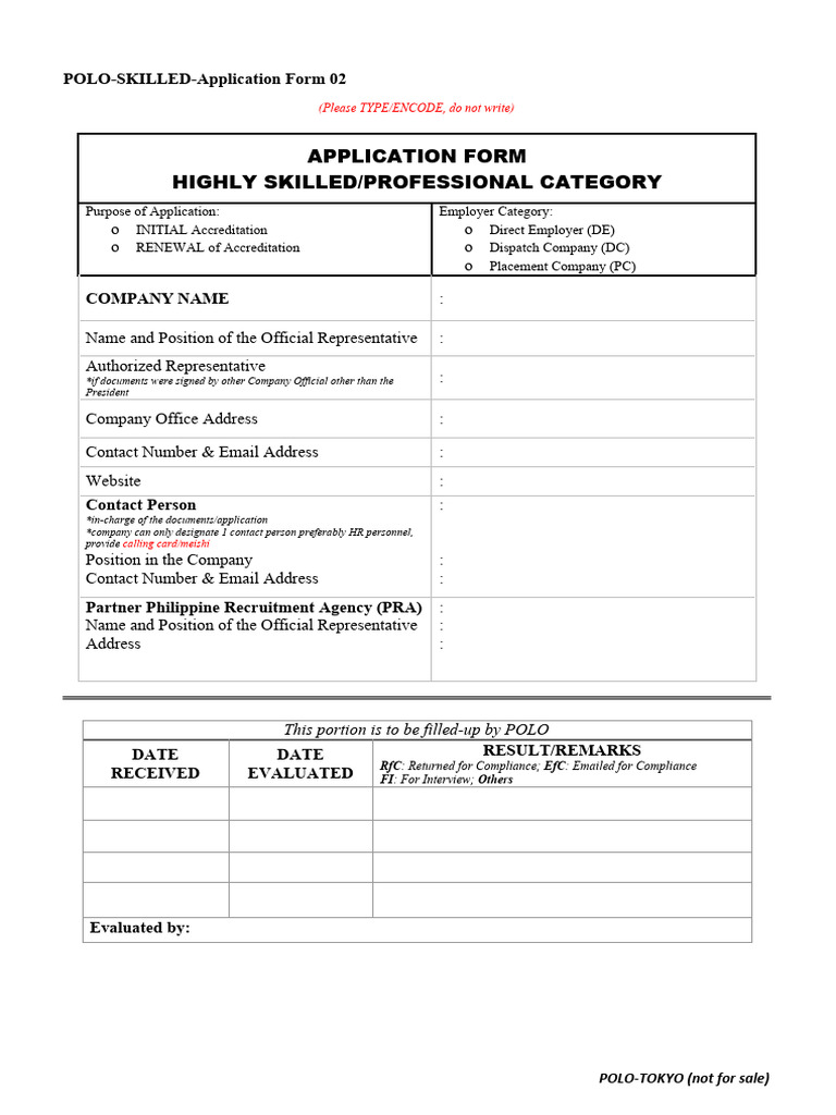 POLO Application Form 02 | PDF | Identity Document | Employment