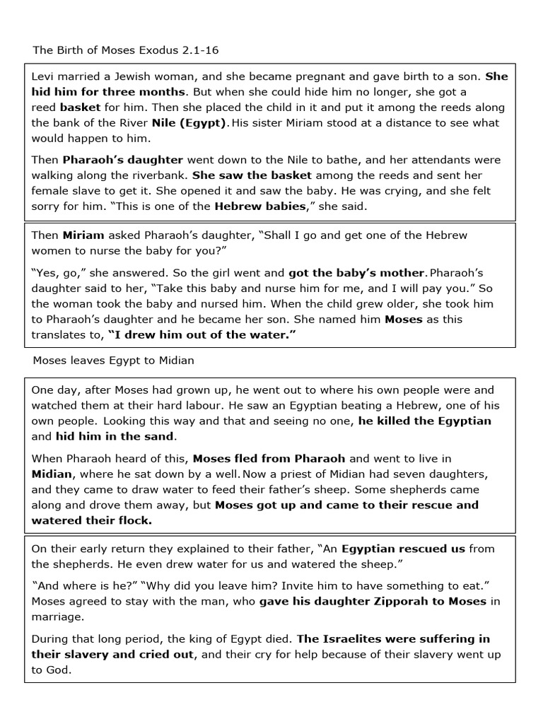 Lesson 3-Exodus 2 reading Moses | PDF