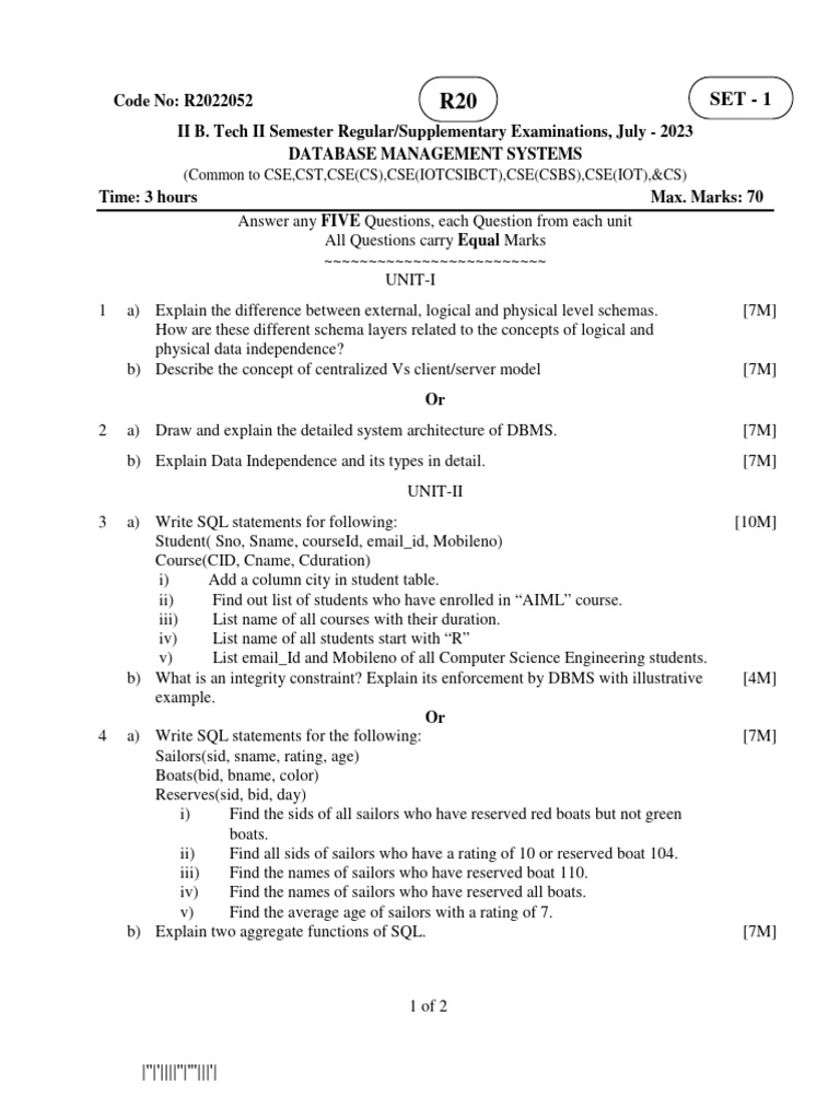 Database Management Systems July 2023 Pdf Relational Database