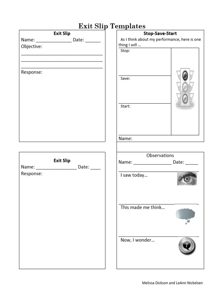 Exit Slip Templates for Teachers | PDF | Learning | Cognition