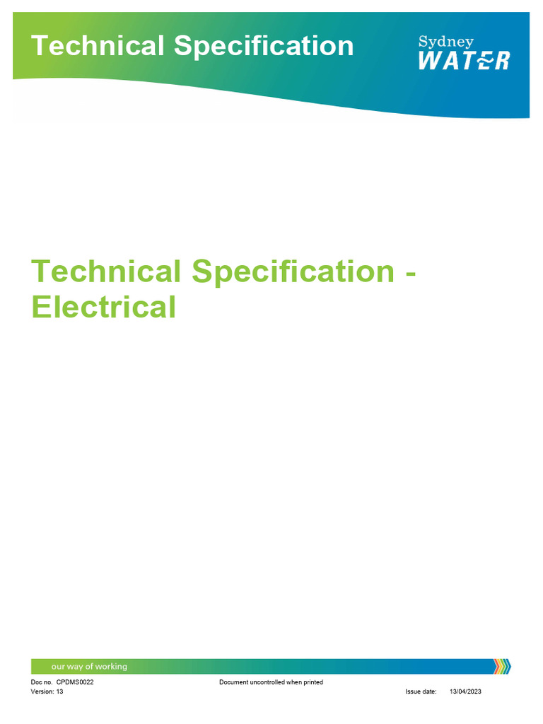 Technical Specification Electrical | PDF | Electrical Wiring | Specification (Technical Standard)