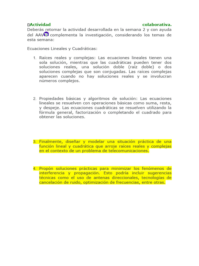 Actividad Algebra Superior Semana 4 | PDF | Ecuaciones | Ecuación cuadrática