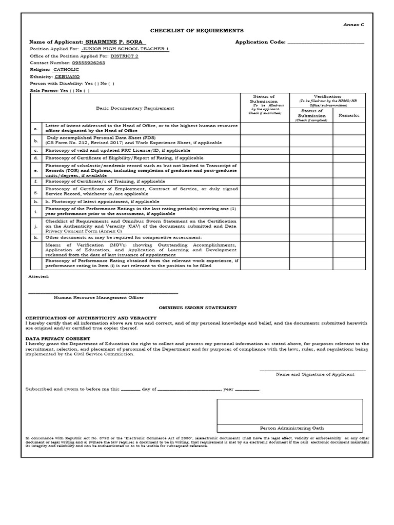 Checklist2024 Sharmine | PDF | Authentication