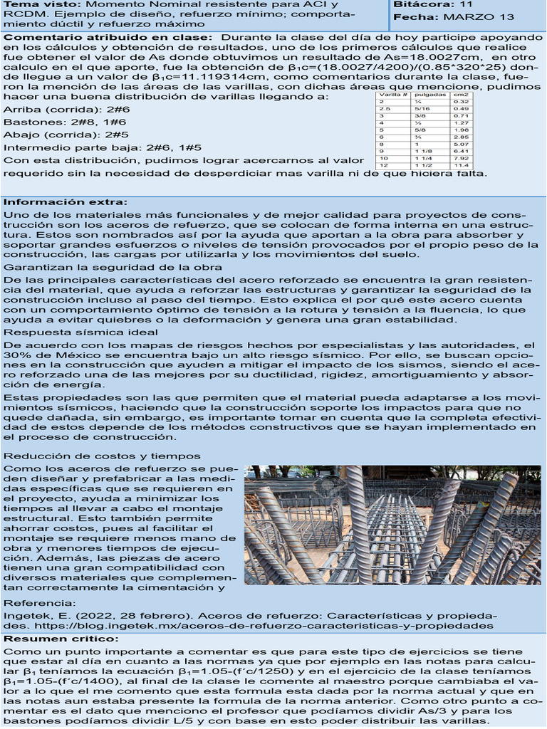 Diseño de Momento Nominal en ACI/RCDM | PDF | Acero