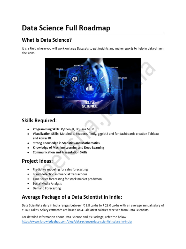 Data Science Full Roadmap | PDF | Data Science | Business