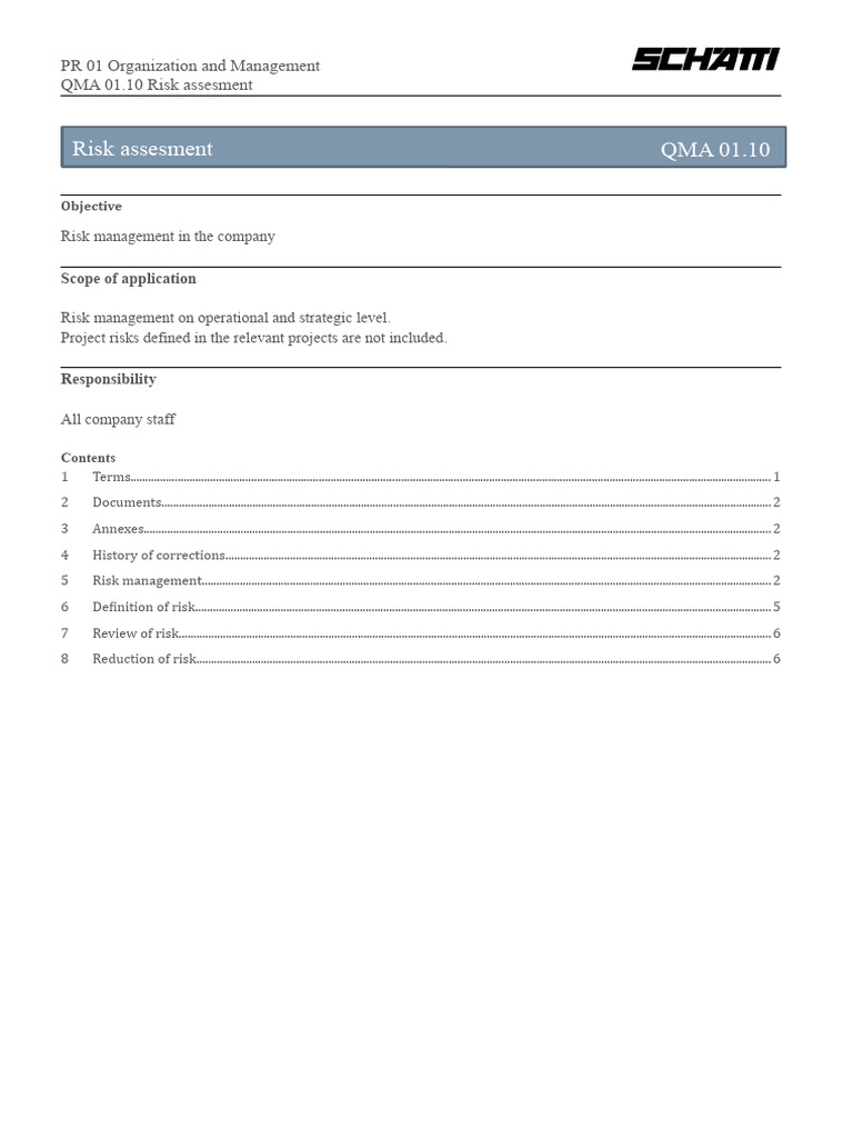 QMA 01.10 Risk Assesment en | PDF | Risk | Risk Management