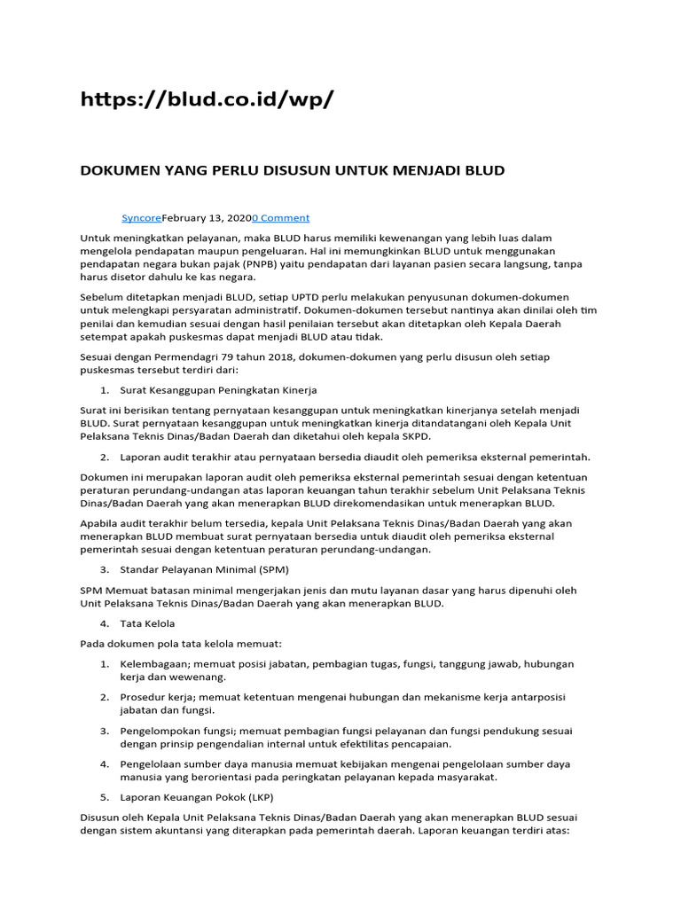 Cara Menyusun Dokumen BLUD | PDF
