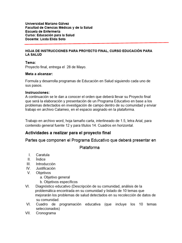 Instrucciones para Proyecto Final | PDF | Gramática