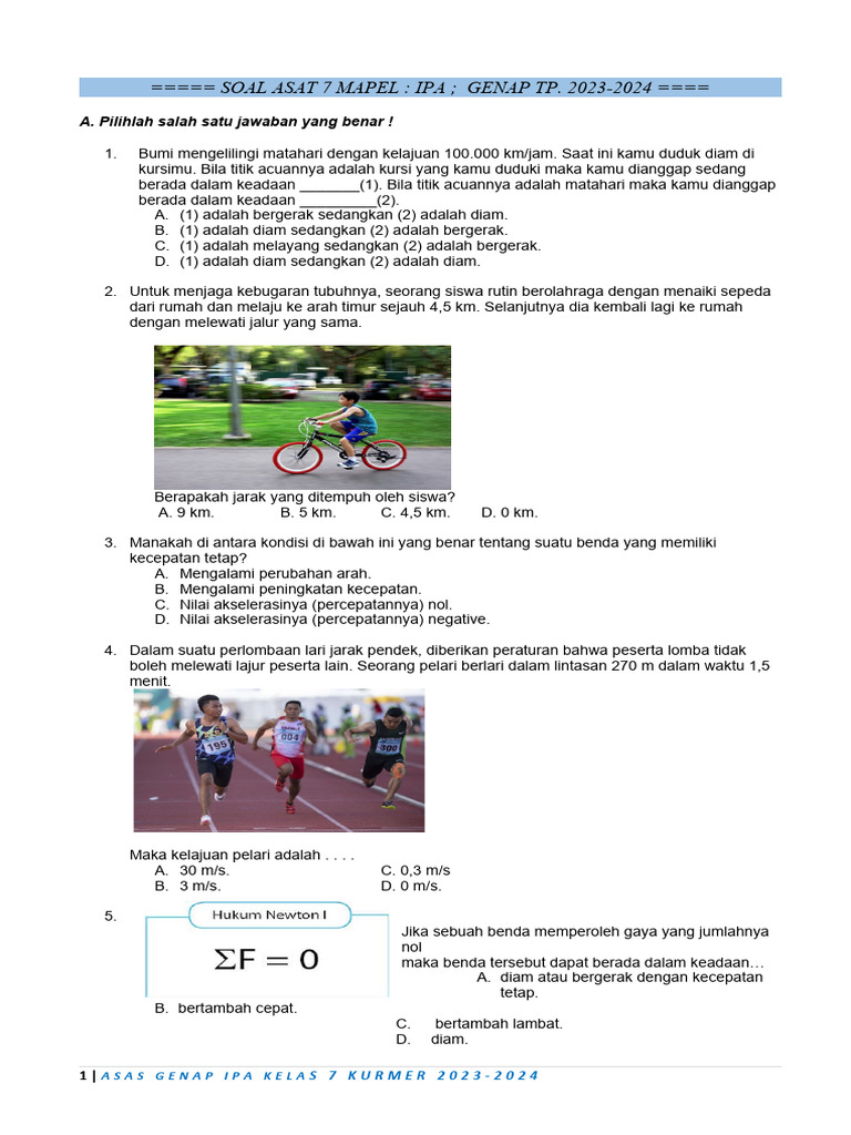 Naskah Soal ASAJ - IPA Kelas VII | PDF | Sains & Matematika