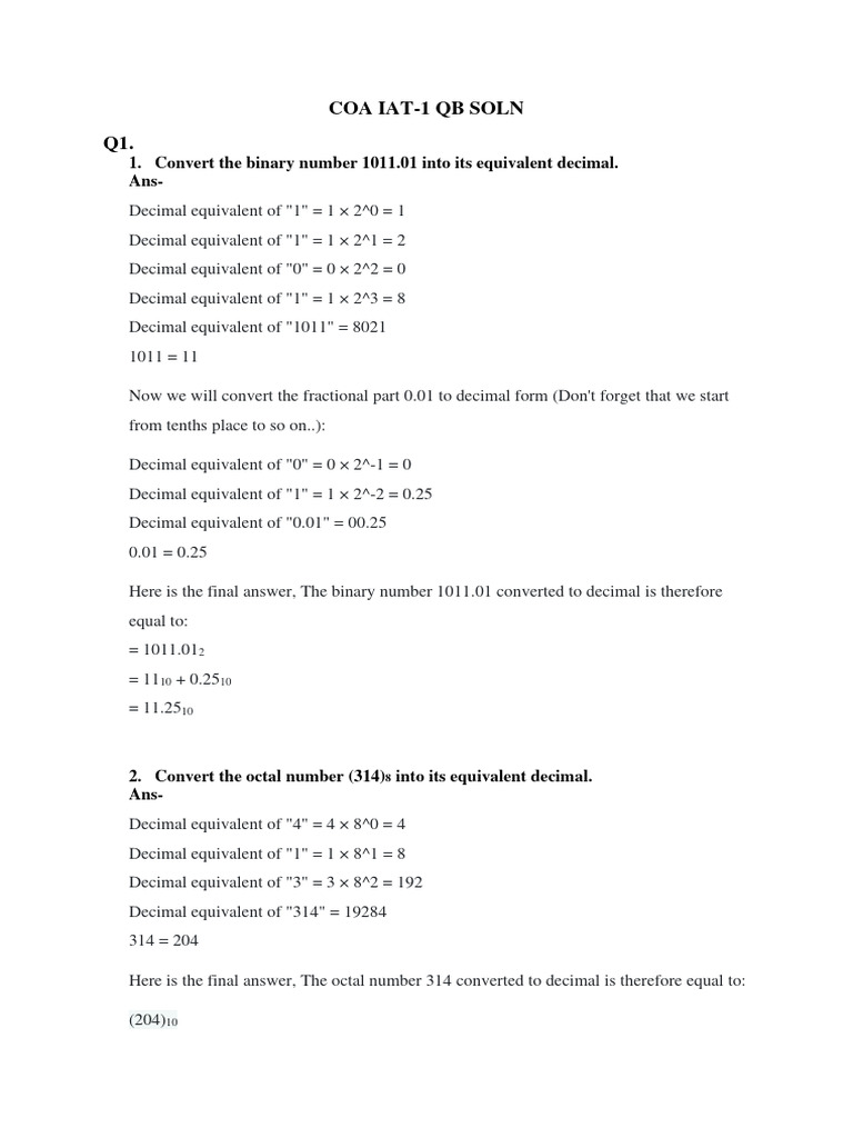 Coa Iat-1 QB Soln | PDF | Logic Gate | Assembly Language