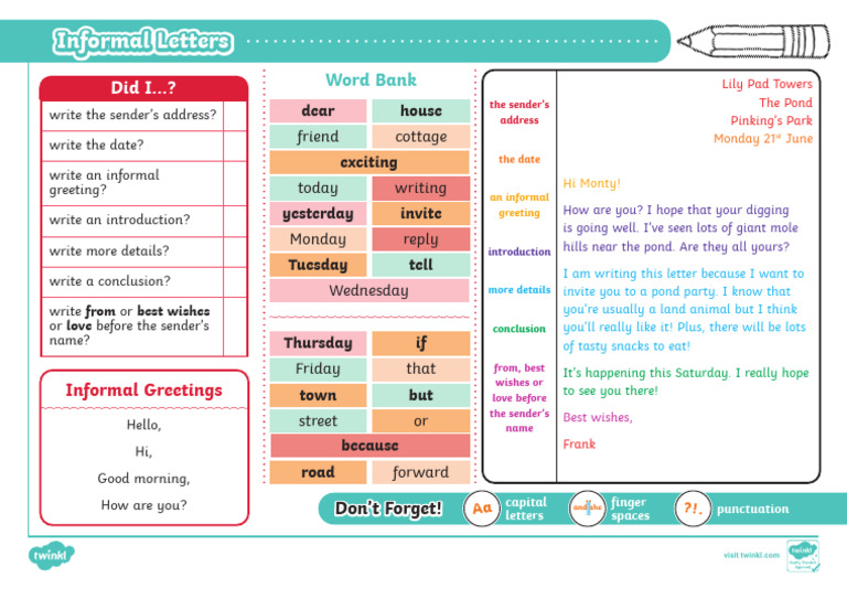 Writing Informal Letters:email Knowledge Organiser - Ver - 1 | PDF
