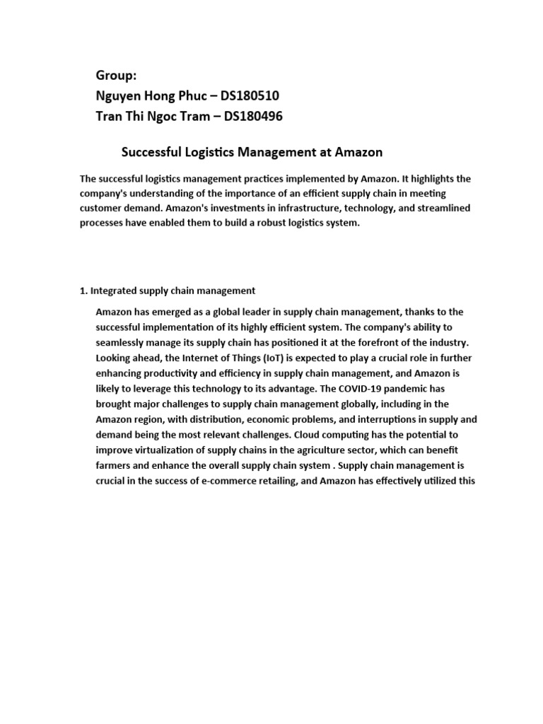 AMAZON | PDF | Supply Chain | Logistics