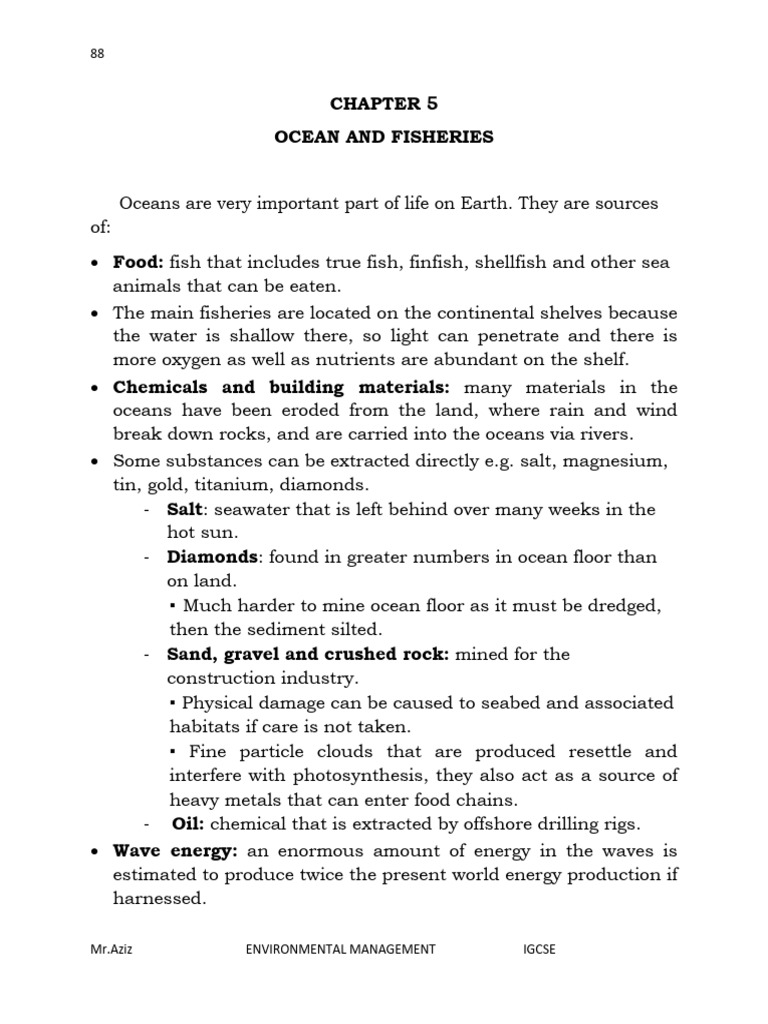 IGCSE CAIE Environmental Management Chapter 5 Note | PDF | Ships | Oceans